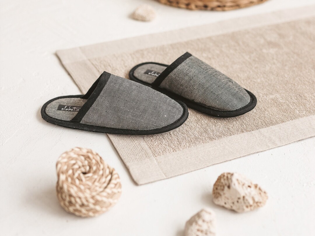 House Linen Slippers US 8-9 EU 39-40 UK 6-7, Non Slip Sole Indoor ...