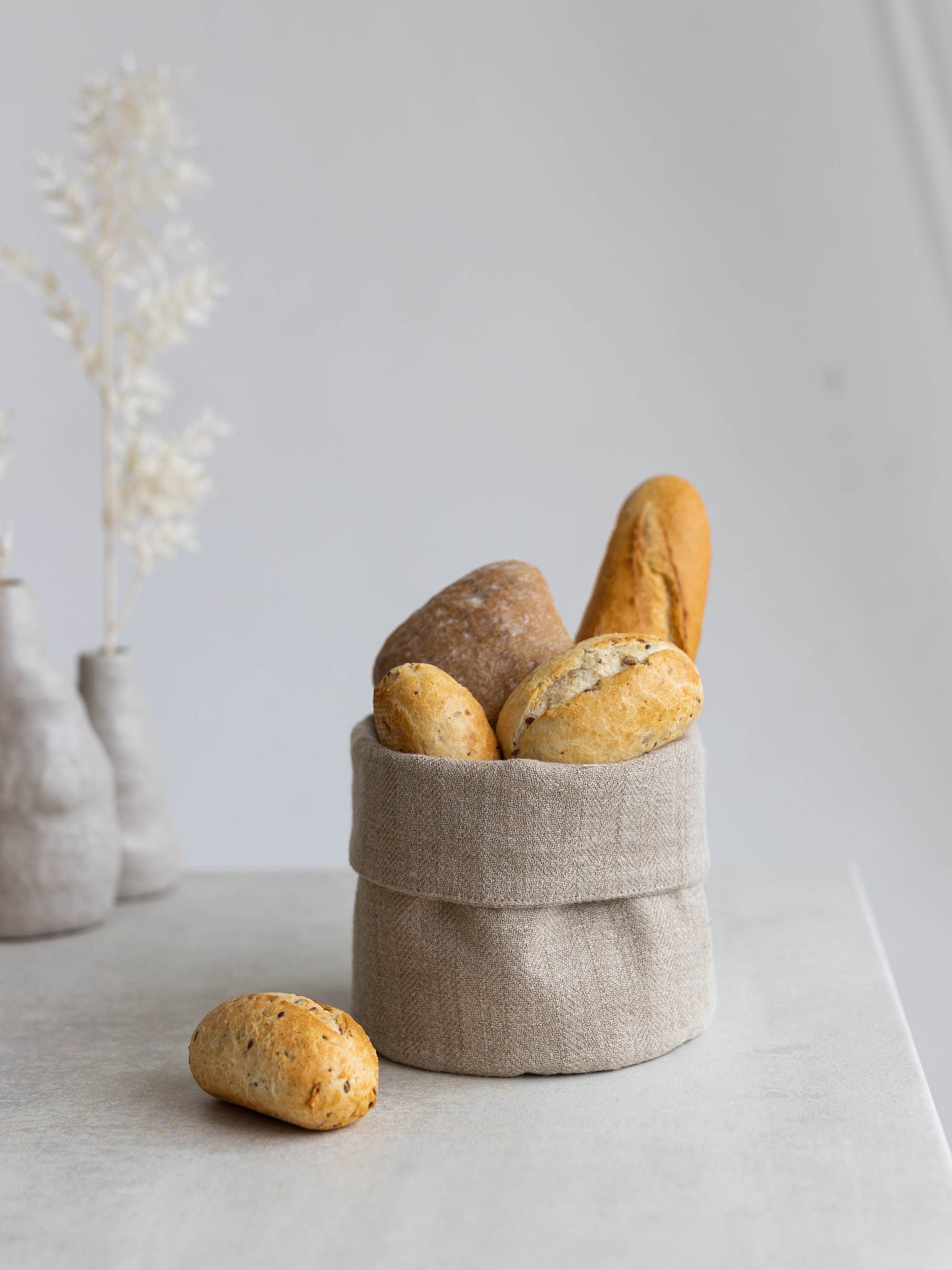 Linen Bread Basket Organic Cloth Storage Bag Fabric Round - Etsy