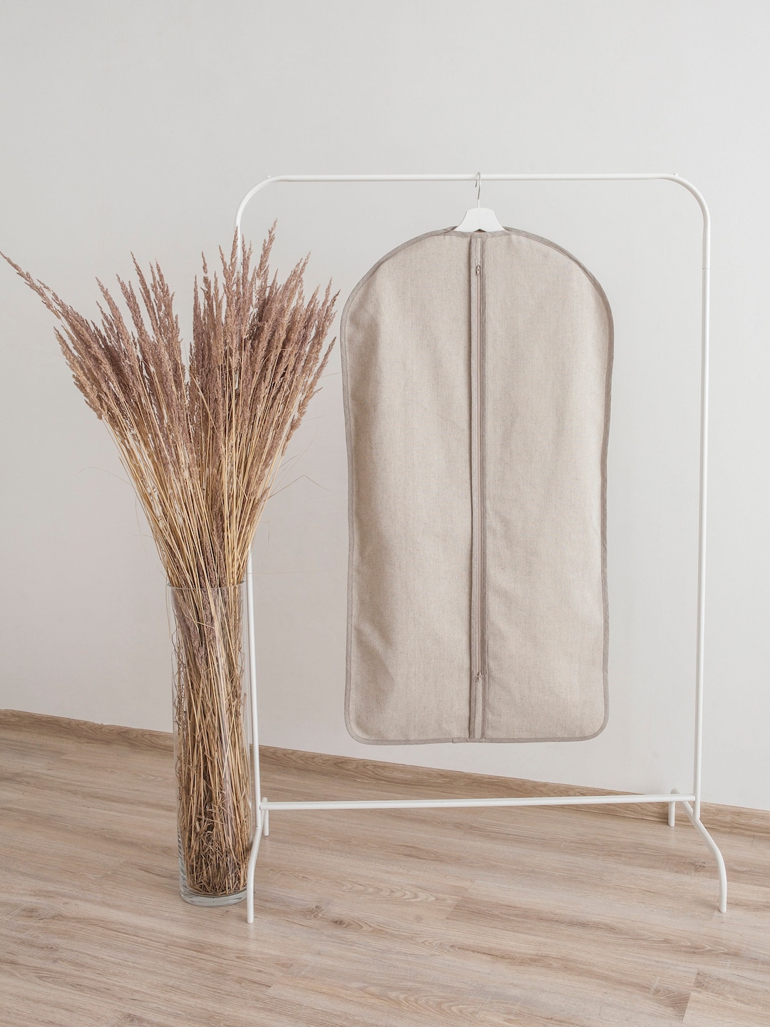 Linen Garment Bag, Natural Travel Covers, Long Cotton Clothes Storage ...
