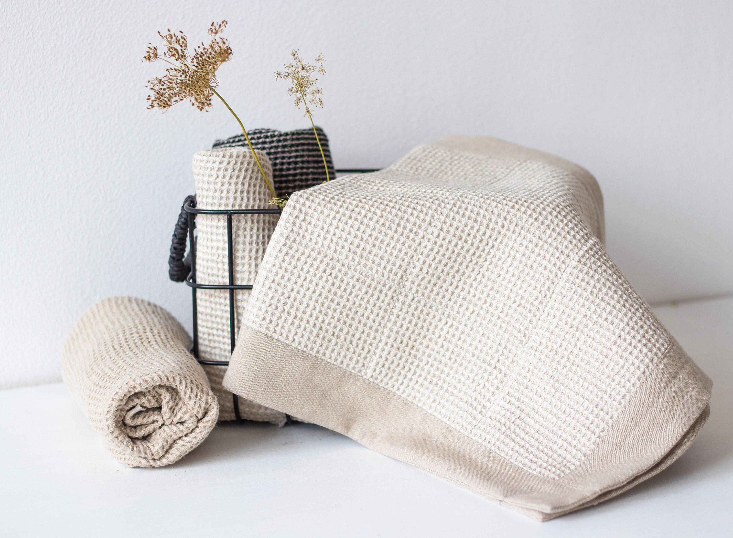 Natural Washable Bath Mat Made of Natural Linen and Waffle - Etsy