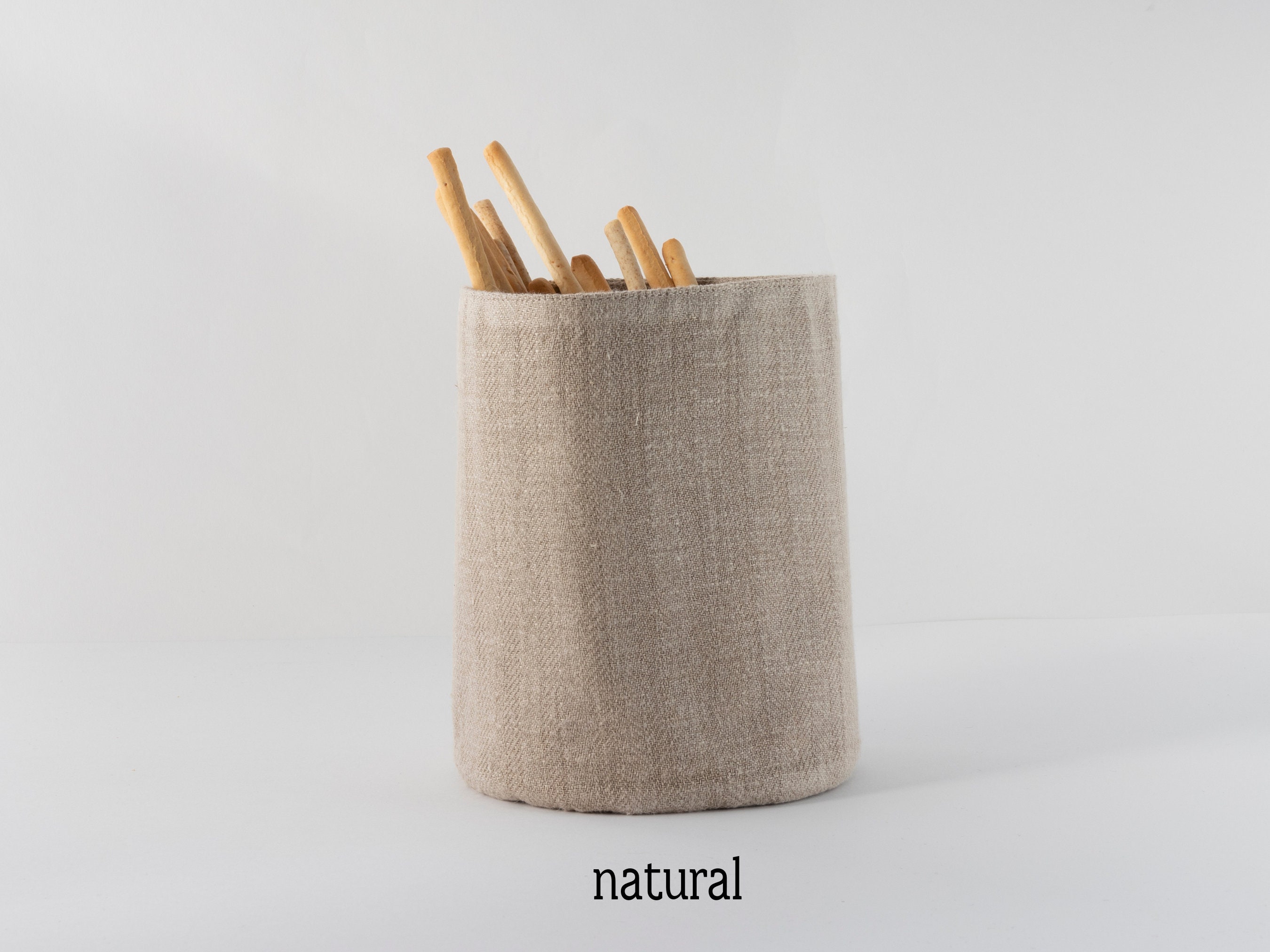 Linen Bread Basket Organic Cloth Storage Bag Fabric Round - Etsy