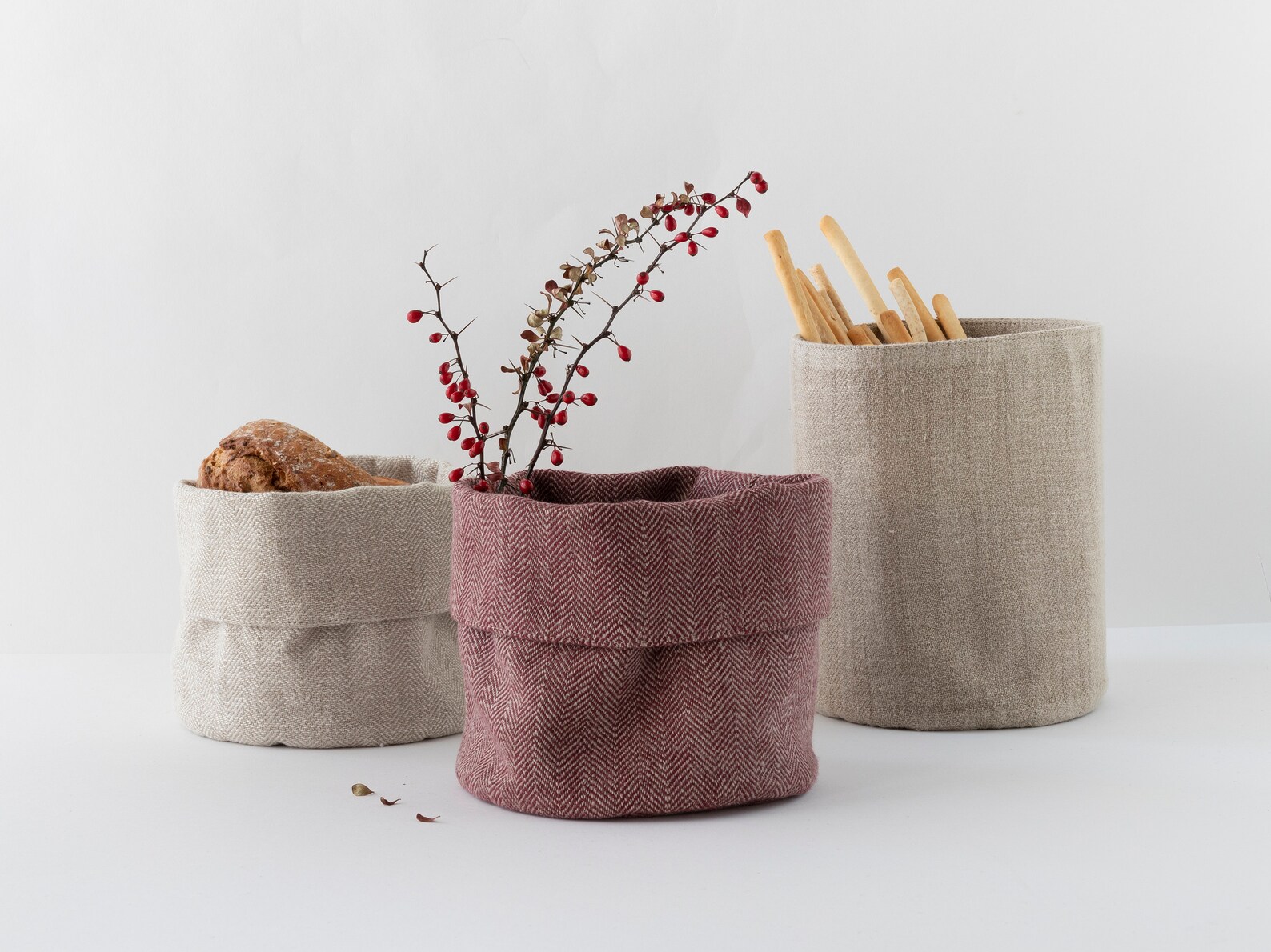 Linen Bread Basket Organic Cloth Storage Bag Fabric Round - Etsy