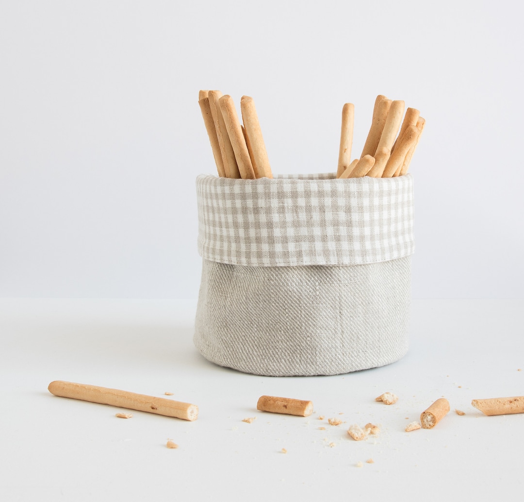 Natural Linen Bread Basket, Organic Cloth Small Food Storage, Yarn ...