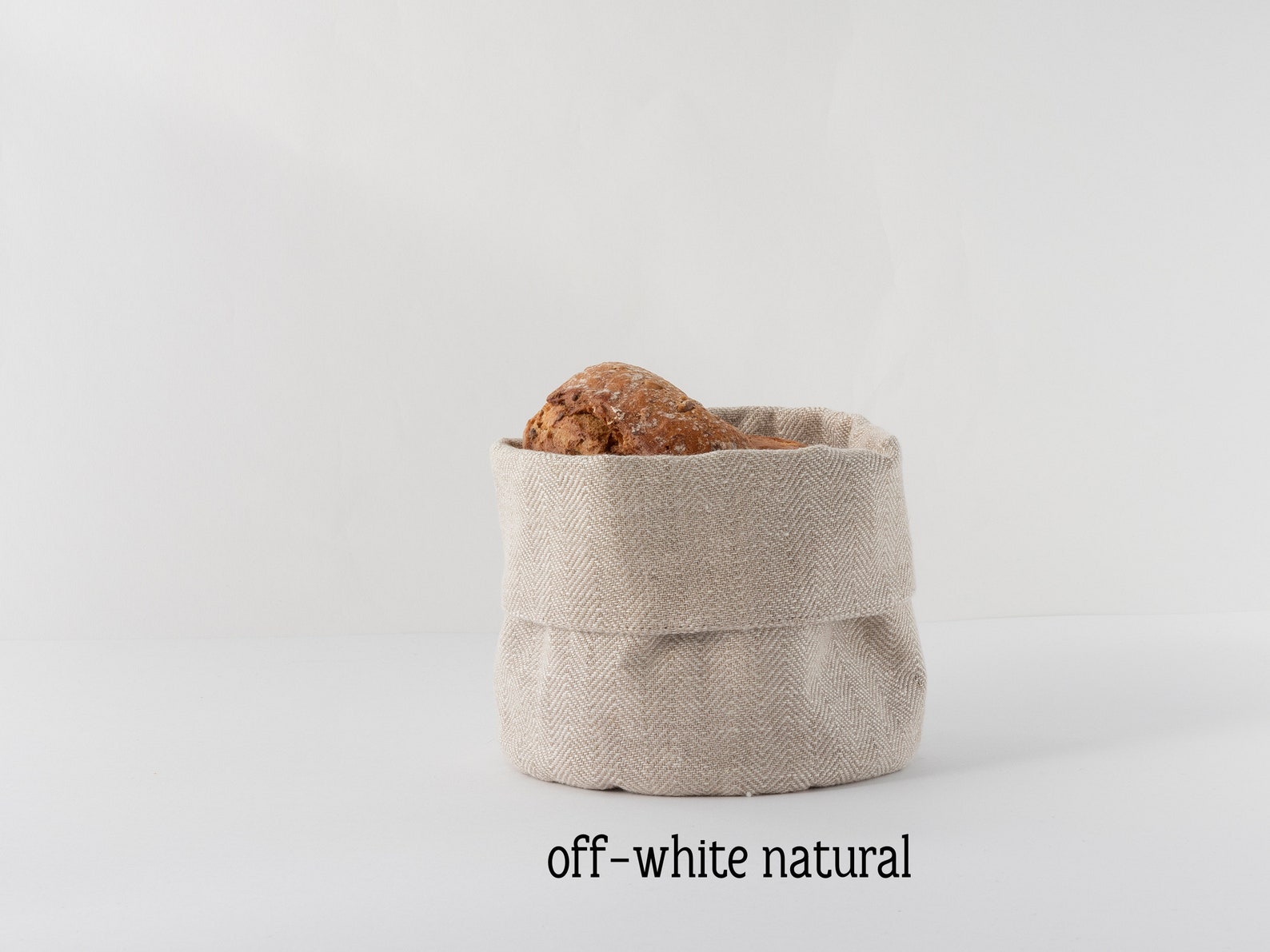 Natural Linen Bread Basket Restaurant Small Round Bread Bin - Etsy