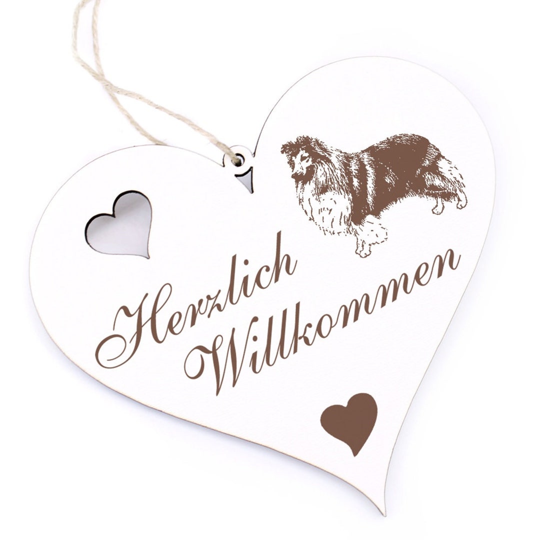 Welcome Sign Shetland Sheepdog Sheltie Decoration Heart Wood Door Sign ...