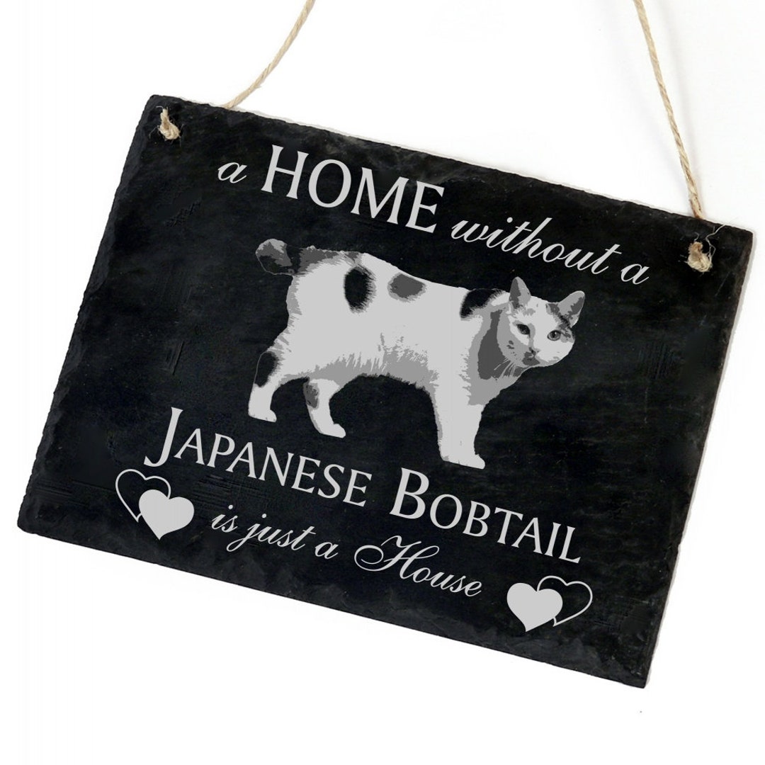 Slate Cat Decoration Shield Japanese Bobtail in 11 Variants 22 X 16 Cm ...