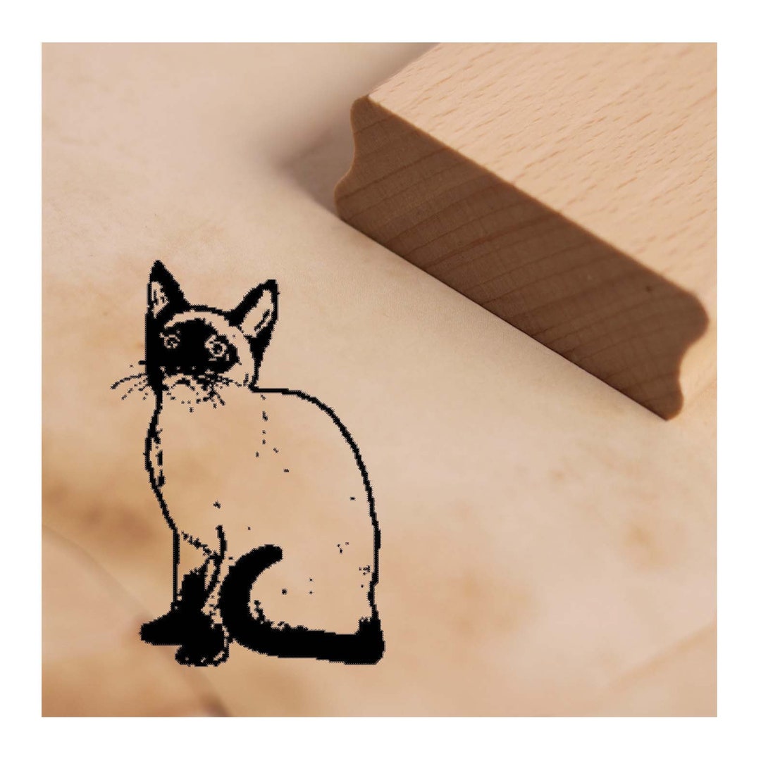 Stamp Siamese Cat Motif Stamp Approx. 38 X 38 Mm Scrapbooking Wooden ...