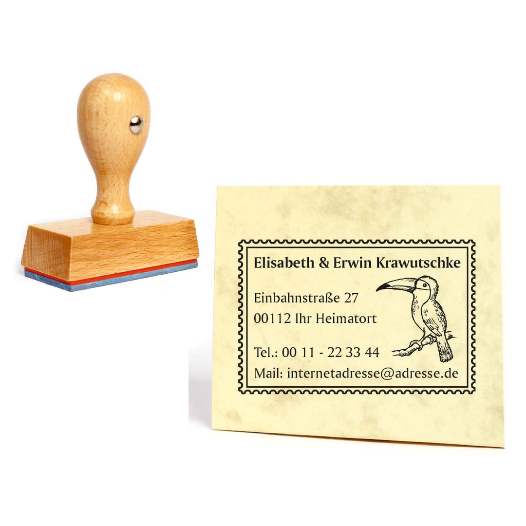 Stamp Toucan Stamp With Name and Address Approx. 60 X 40 Mm Address ...