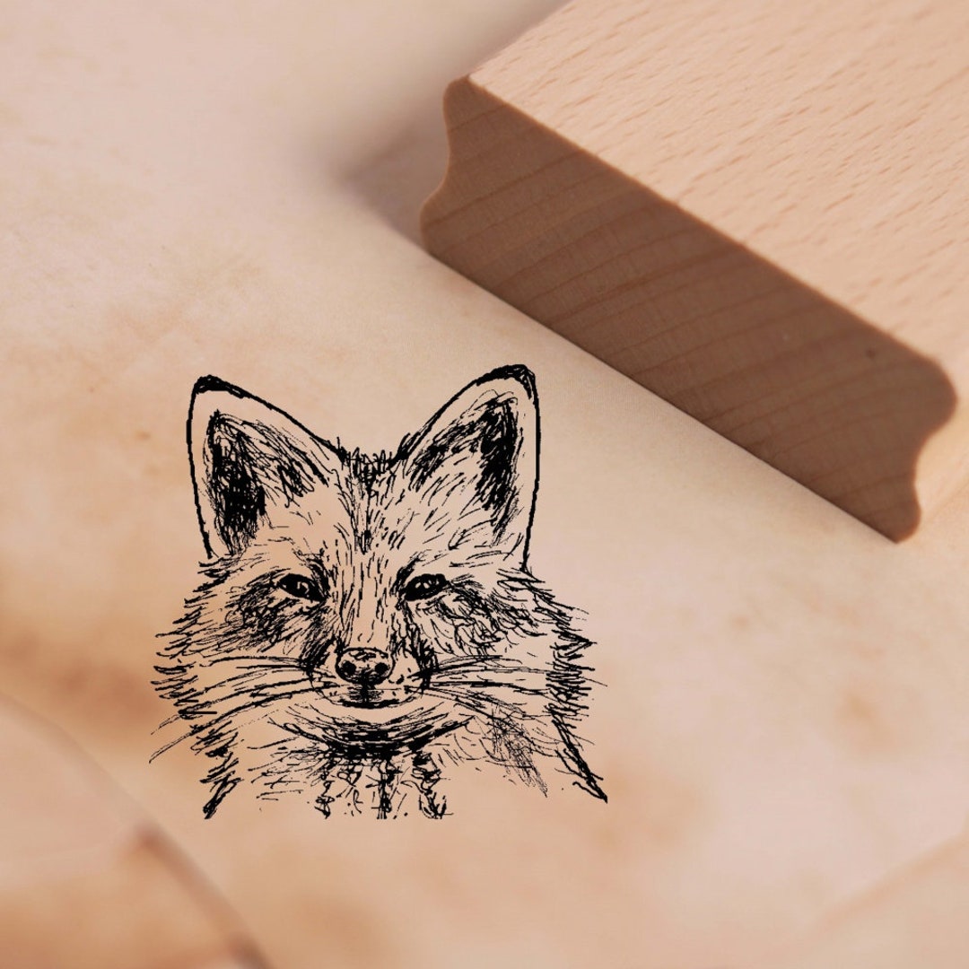 Motif Stamp Fox Head Stamp 38 X 38 Mm Wooden Stamp Scrapbooking ...