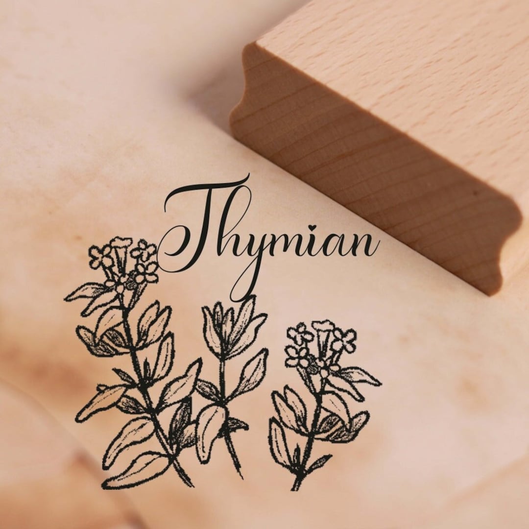 Motif Stamp Thyme Herbs Kitchen Herbs Stamp Wooden Stamp 48 X 48 Mm Scrapbooking Embossing ...