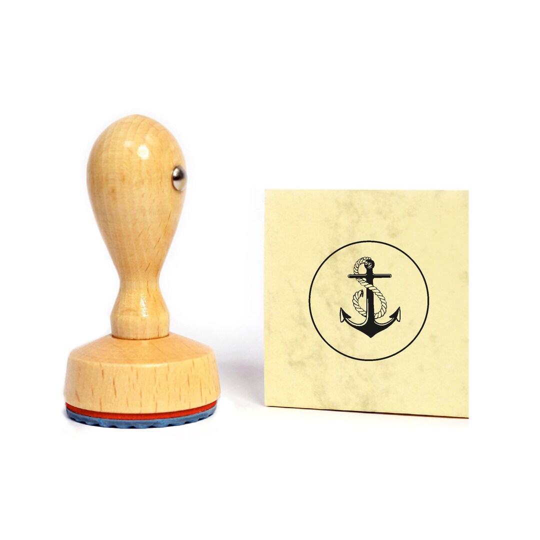 Stamp Anchor Imprint Approx. Ø 25 Mm Round Stamp Motif Stamp Wooden ...