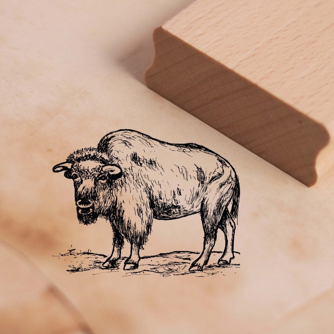 Motif Stamp Bison Stamp 48 X 38 Mm Wooden Stamp Scrapbooking Embossing ...