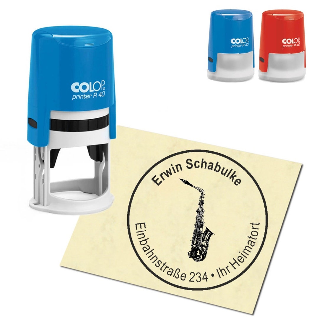 Stamp Address Stamp Personalized Saxophone Round 40 Mm - Etsy