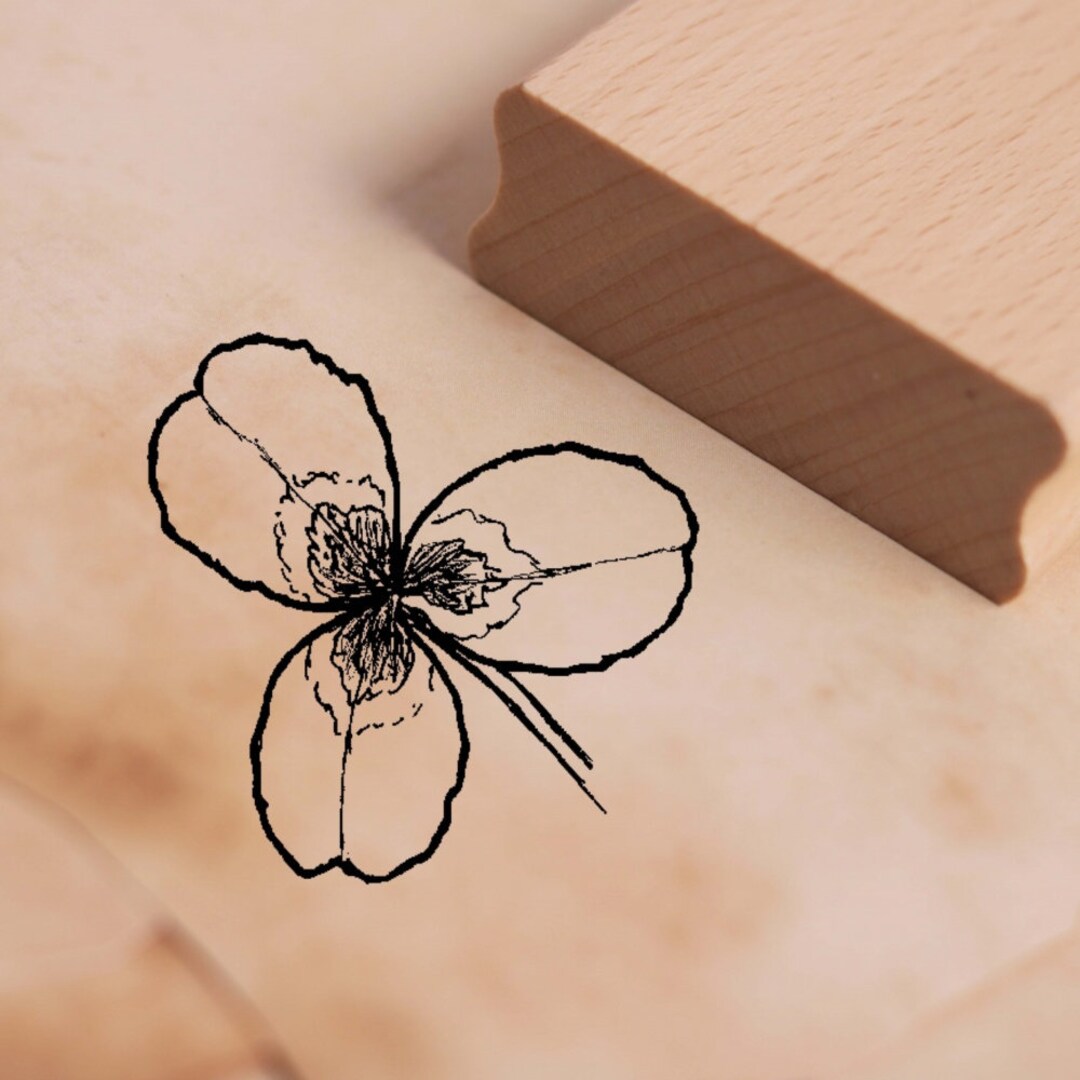 Motif Stamp Cloverleaf Stamp Made of Wood Approx. 28 Mm X 28 Mm Wooden ...