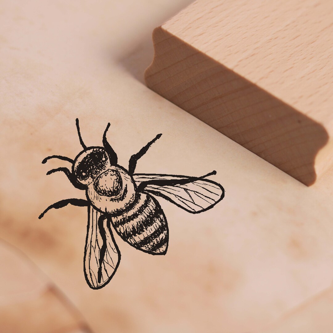 Stamp Bee Looking to the Left - Motif Stamp Approx. 38 X 35 Mm • Wooden ...