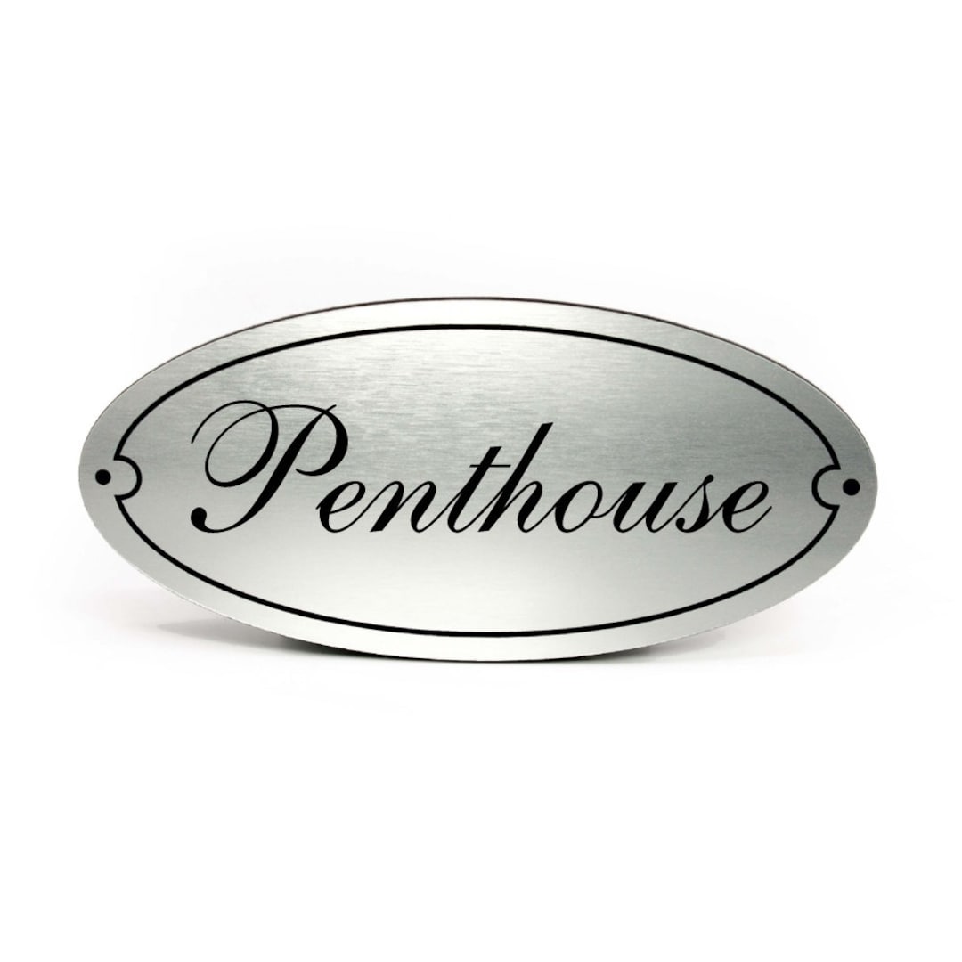 Penthouse Sign Door Sign Plastic Silver Gray Engraved Oval Self ...
