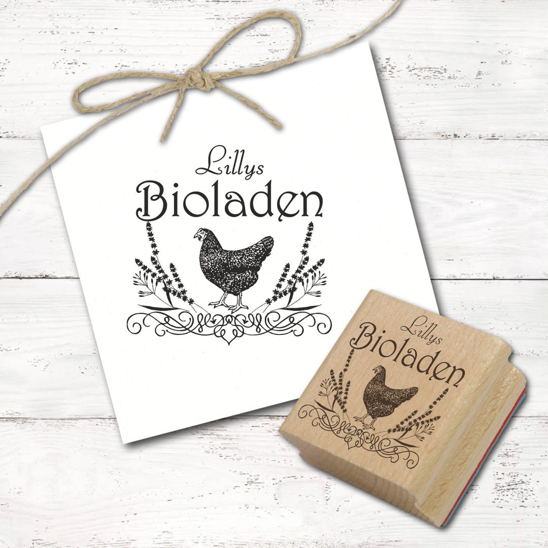Personalized Stamp for Organic Food Store With Name - Chicken Motif ...