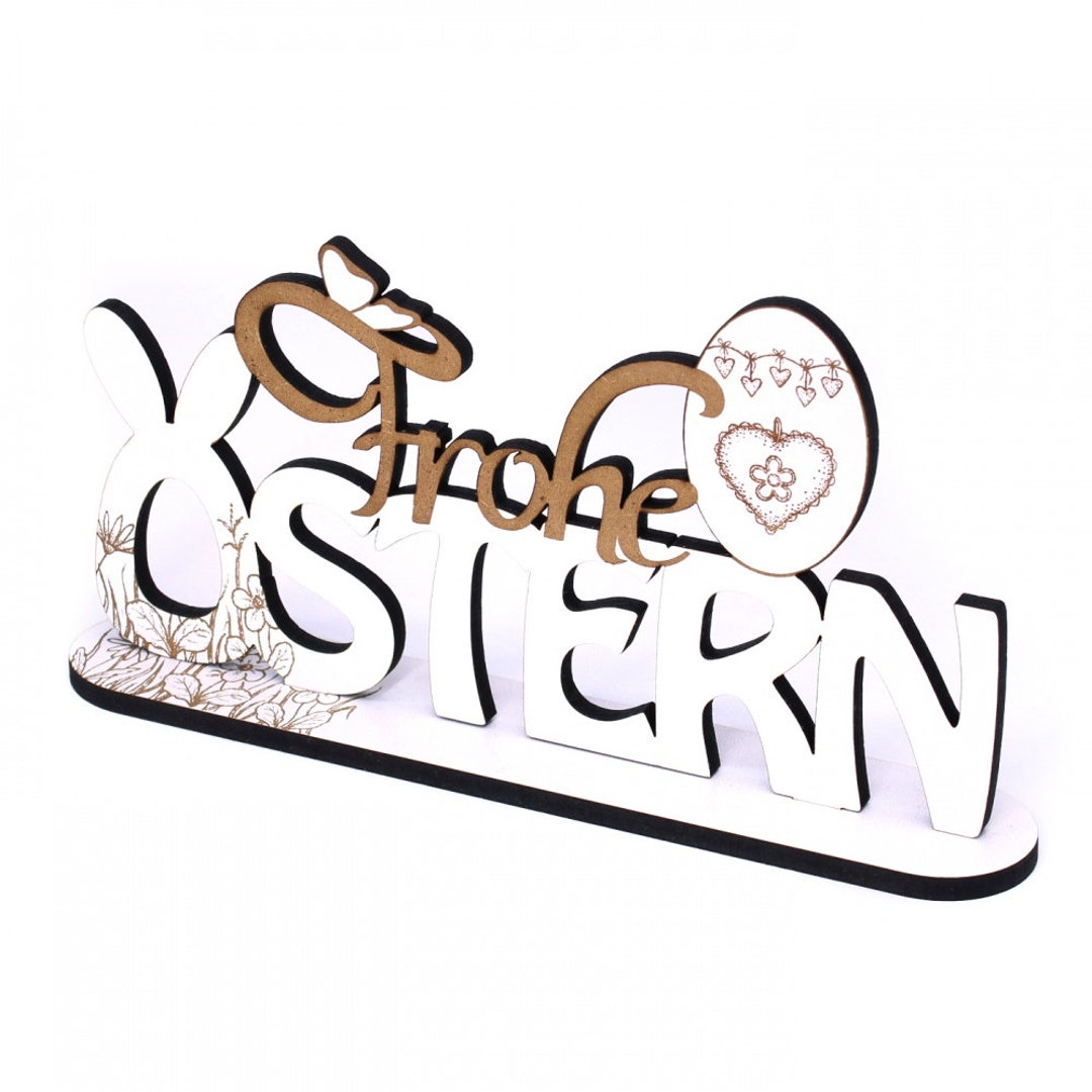 Decoration Display Happy Easter Sign With Motif Flowers Easter Bunny ...