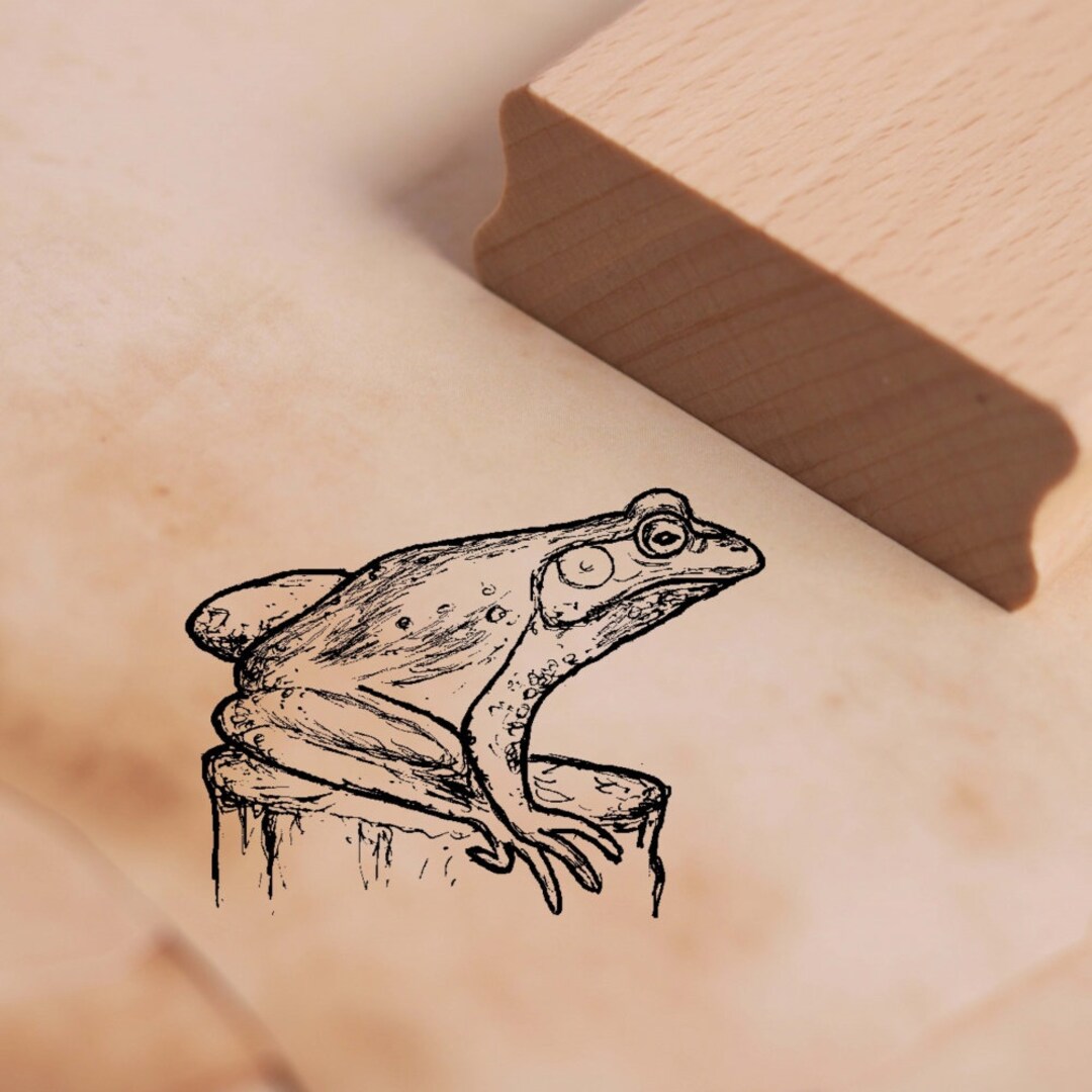 Motif Stamp Bullfrog on Stake Stamp Frog 38 X 28 Mm Wooden Stamp ...