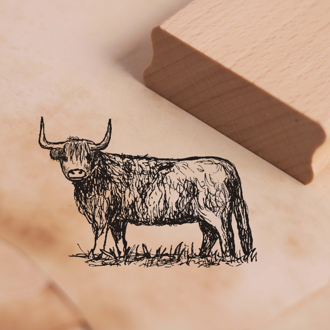 Scottish Highland Cattle Stamp - Motif Stamp Approx. 48 X 33 Mm ...