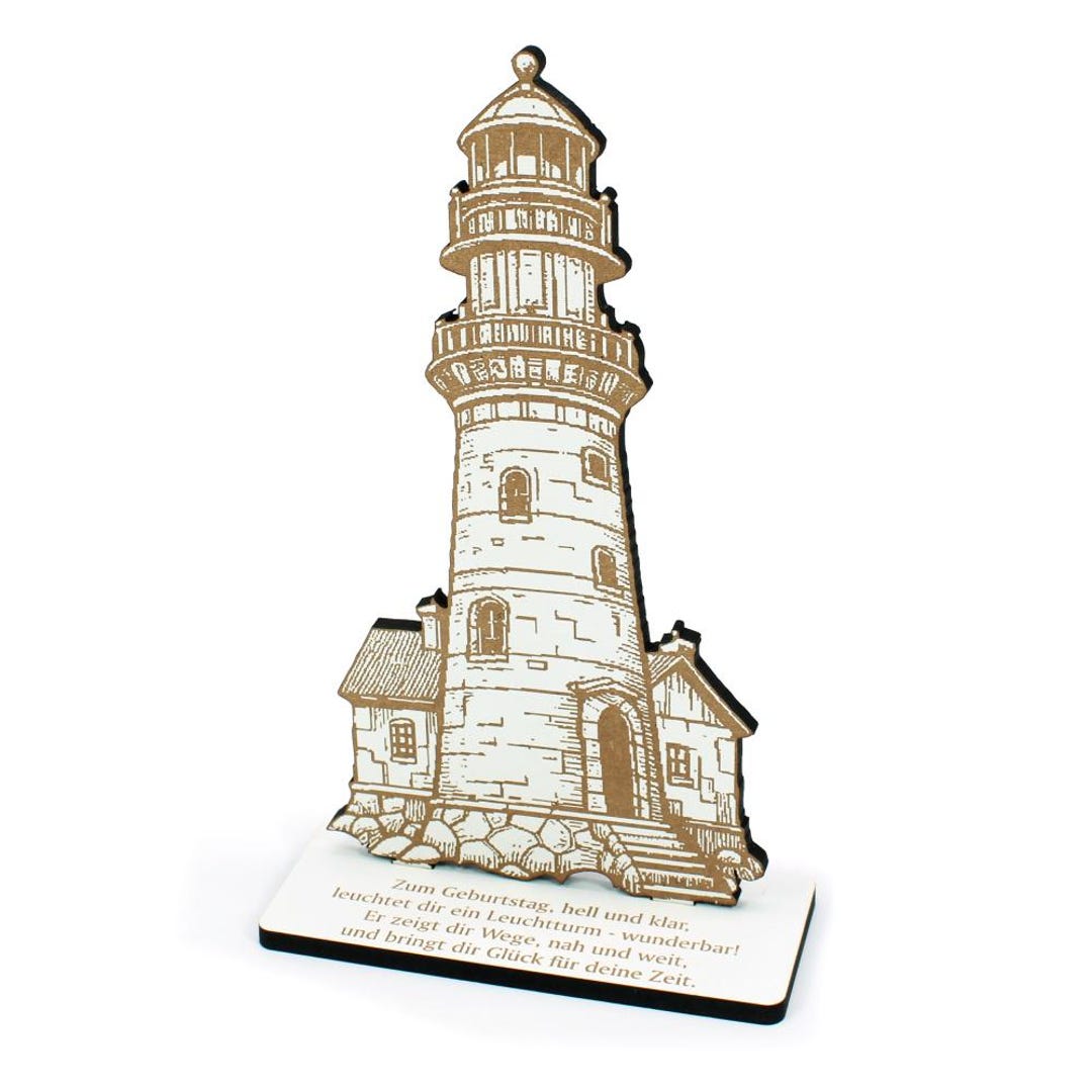 Decorative Lighthouse Made of Wood - Engraved With Birthday Saying 12 X ...