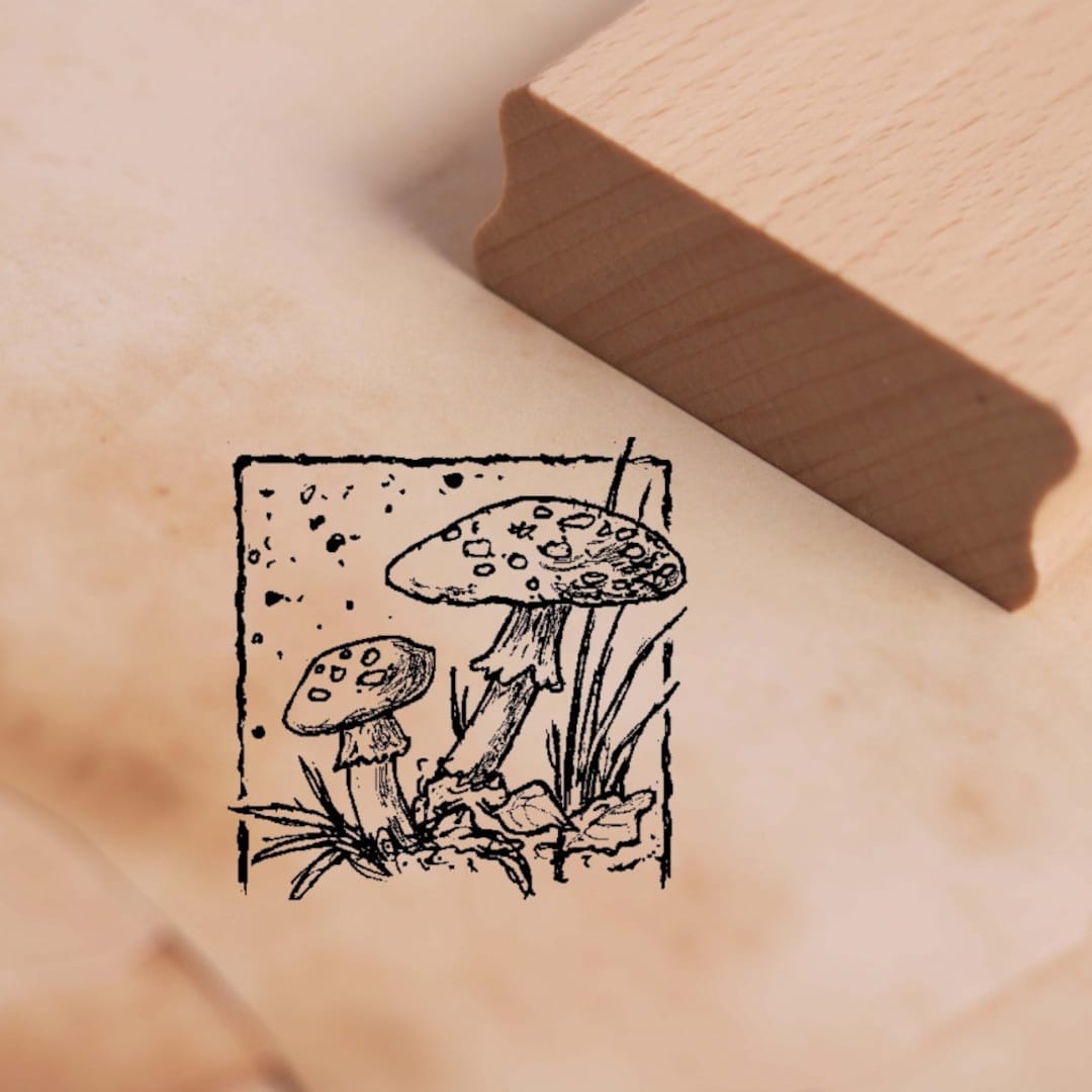 Motif Stamp Fly Agarics in a Frame Stamp Wooden Stamp 38 X 38 Mm ...