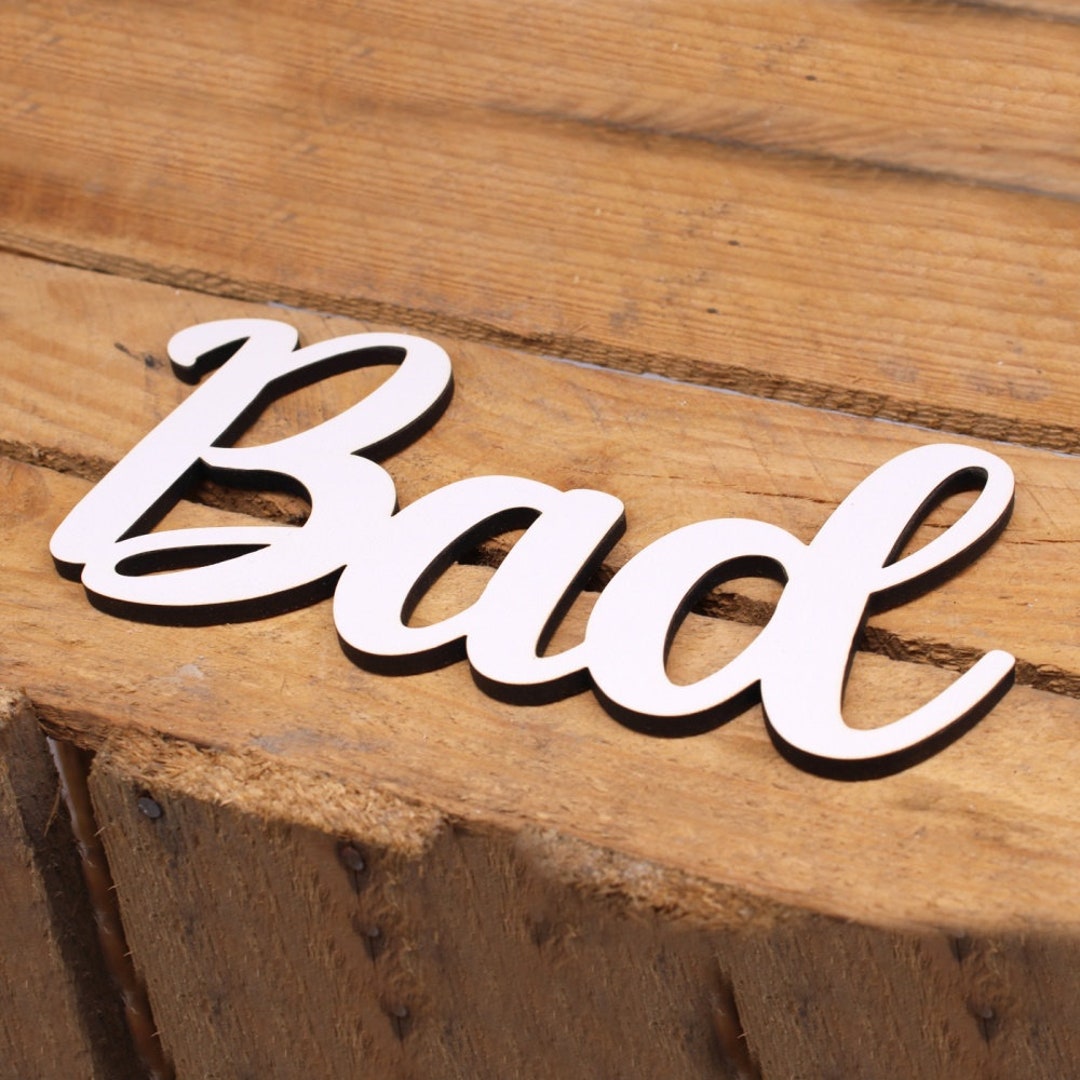BATHROOM Door Sign Lettering White - Wood Sign Bathroom Letters Room ...