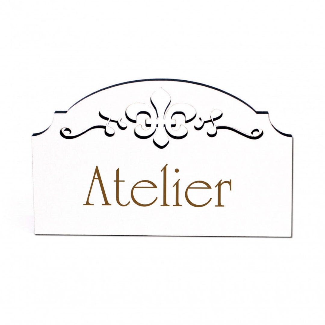 Atelier Door Sign Self-adhesive Sign With Ornaments 15.5 X 9.5 Cm ...