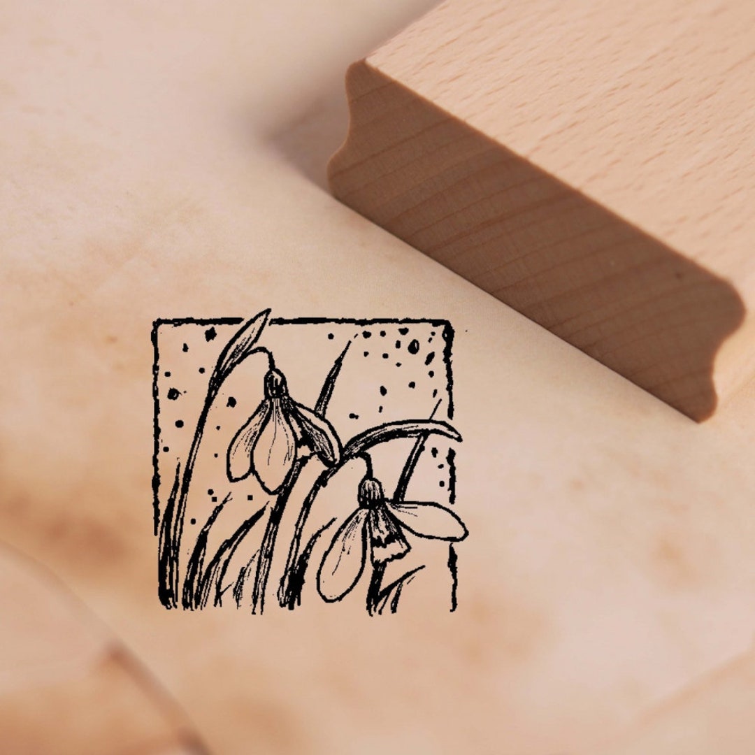 Motif Stamp Snowdrop in a Frame Stamp Wooden Stamp 38 X 38 Mm ...