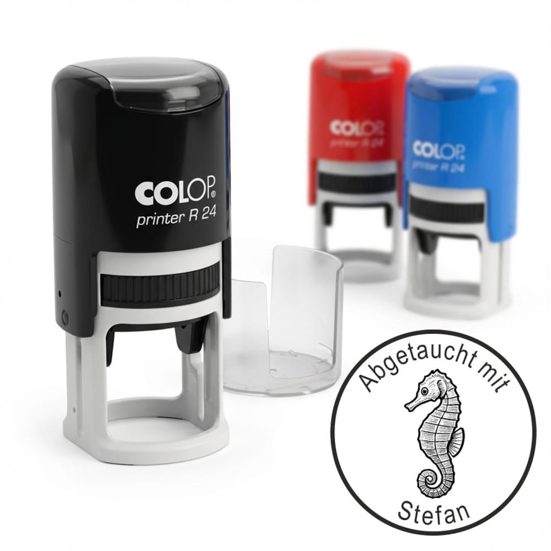 Diver's Stamp Seahorse 24 X 24 Mm – Round Personalized Stamp for Diver ...