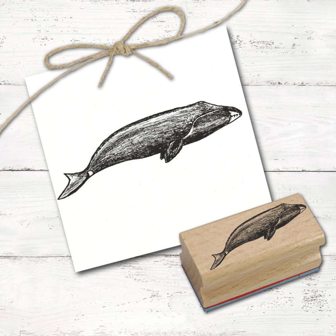 Greenland Whale Motif Stamp - Wooden Stamp, Whale Design, 58 X 18 Mm - Etsy