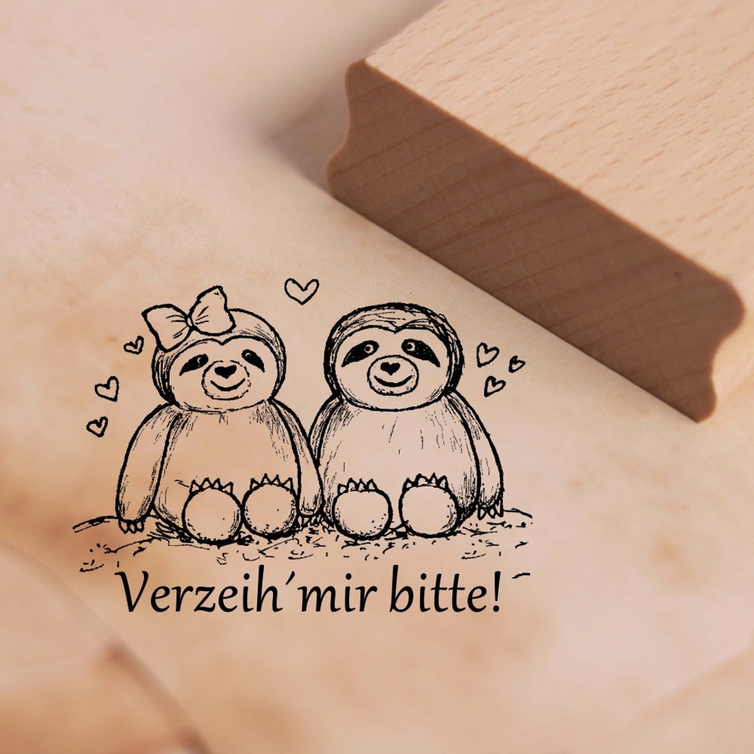 Motif Stamp Please Forgive Me Stamp Sloth Pair 48 X 36 Mm - Wooden ...