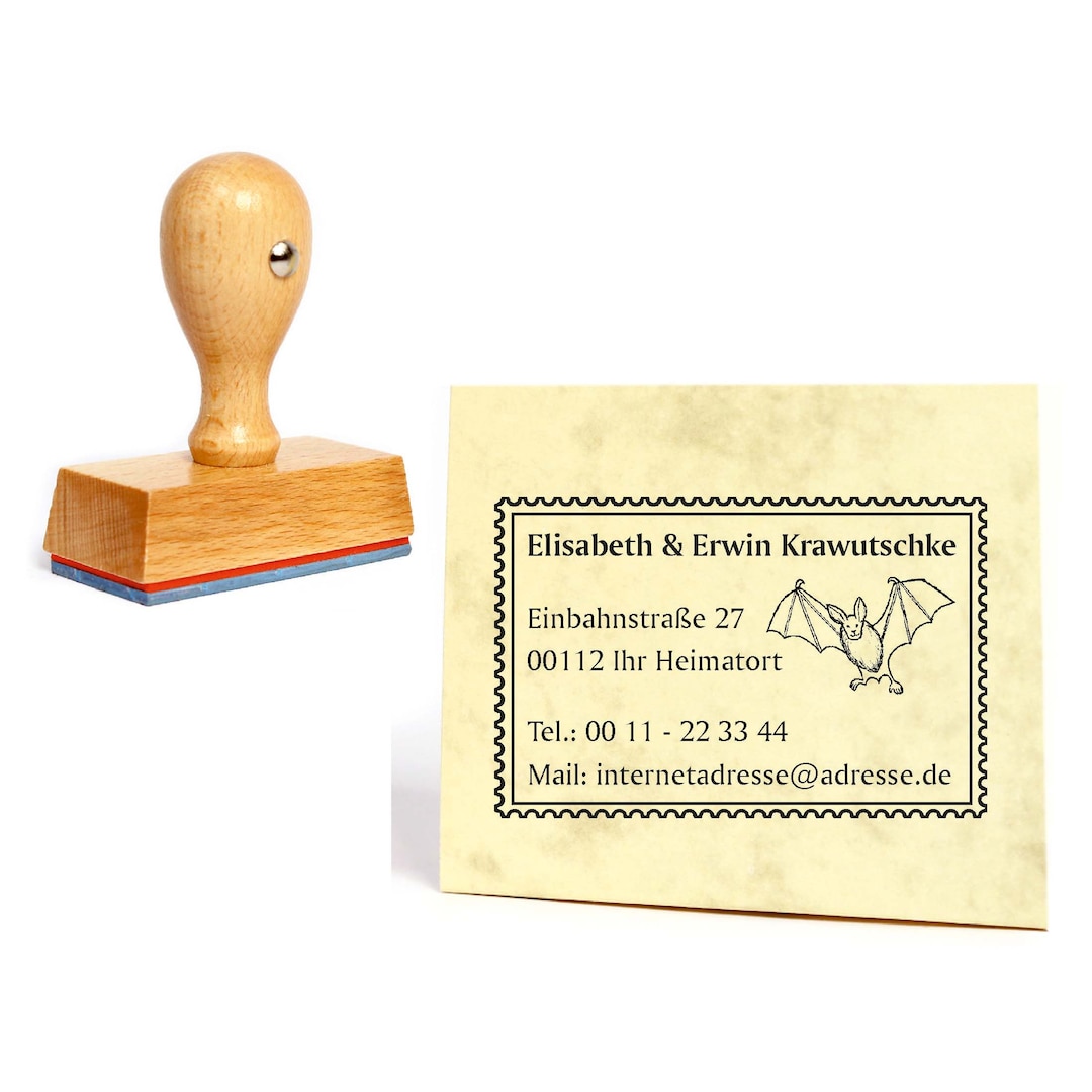 Stamp Bat Stamp With Name and Address Approx. 60 X 40 Mm Address Stamp ...