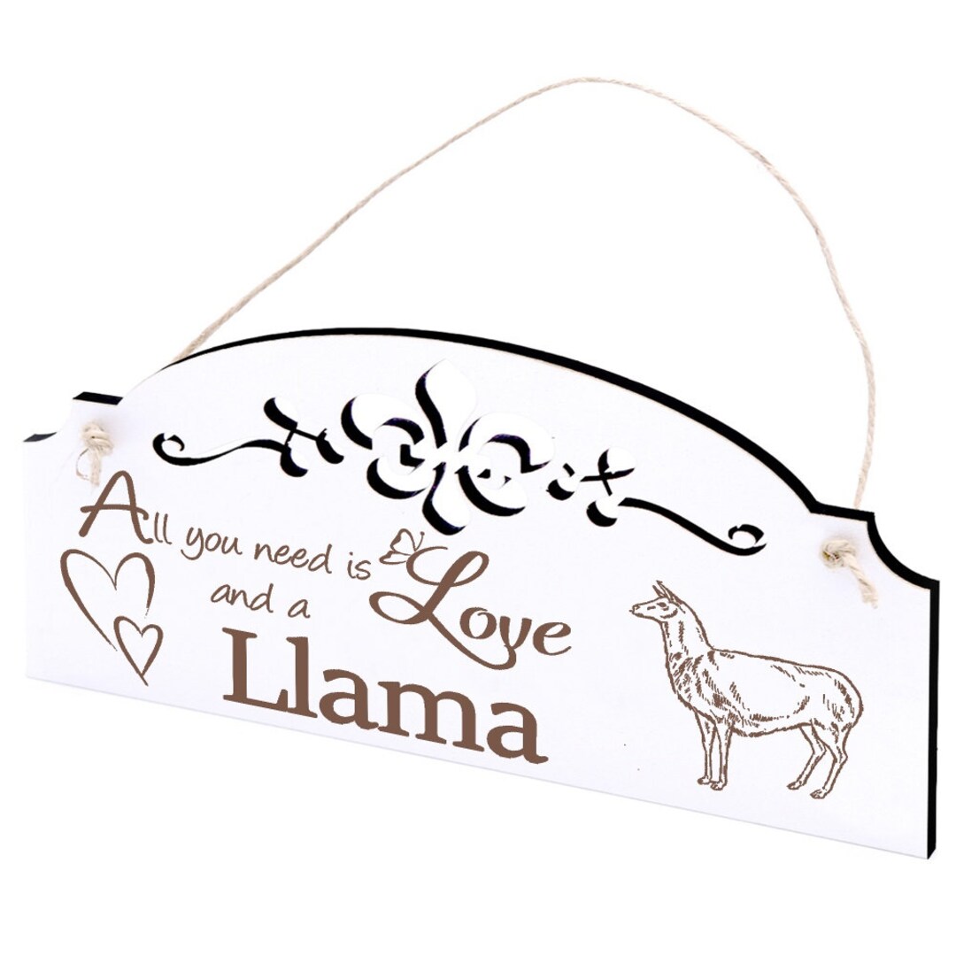 Shield Lama Decoration 20 X 10 Cm All You Need is Love and a Llama Wood ...