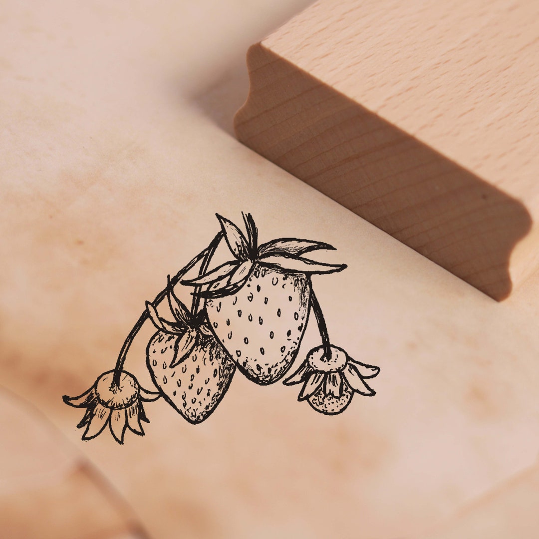 Stamp Strawberries Motif Stamp Approx. 48 X 35 Mm Scrapbooking Wooden ...