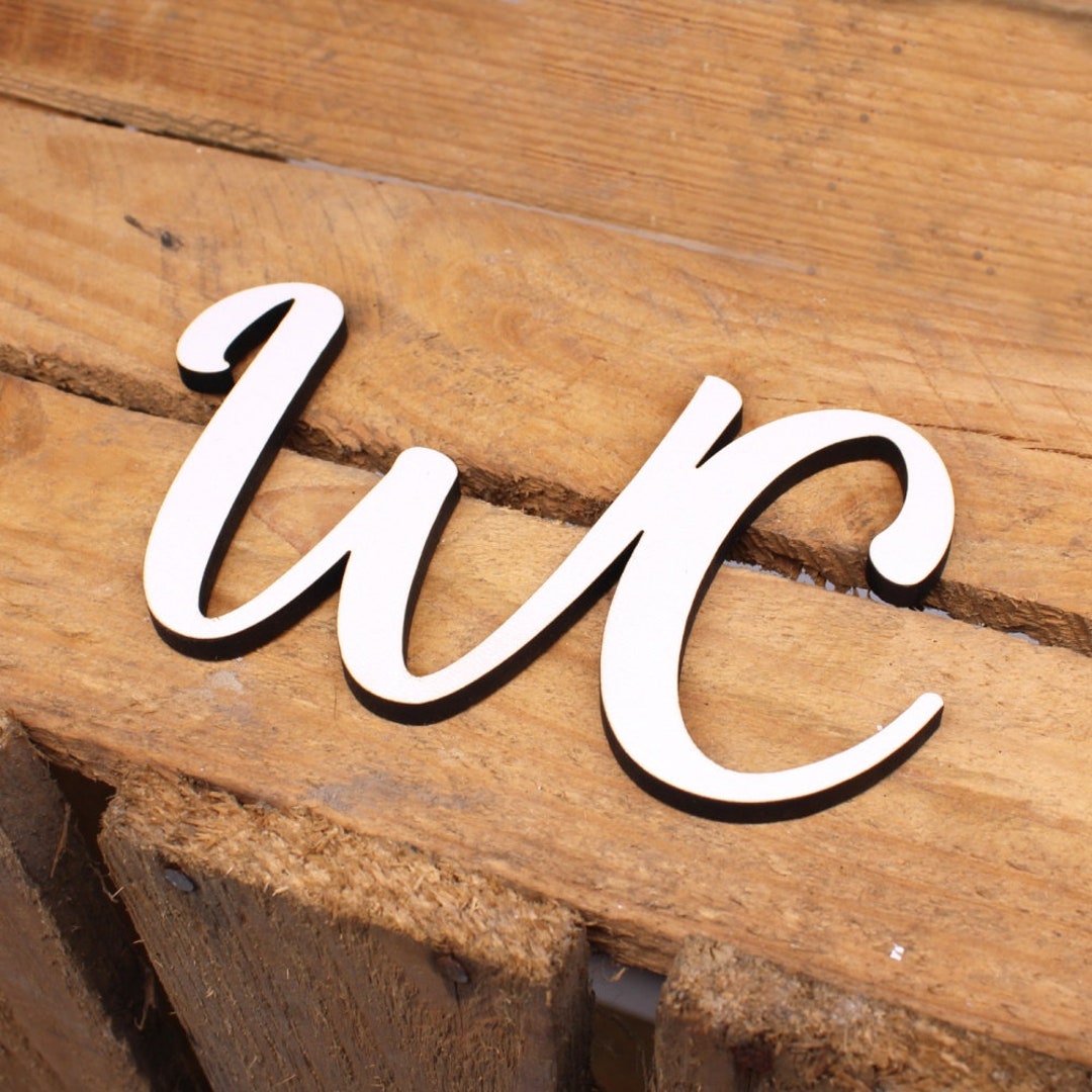 WC Door Sign Lettering White Wood Sign Toilet Door Decoration Letters ...