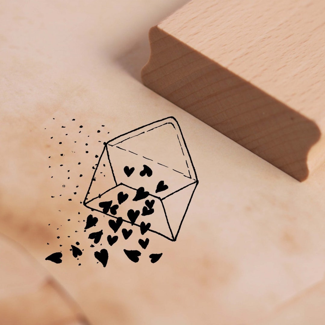 Motif Stamp Letter With Hearts - Love Letter Stamp Wooden Stamp 38 X 38 ...