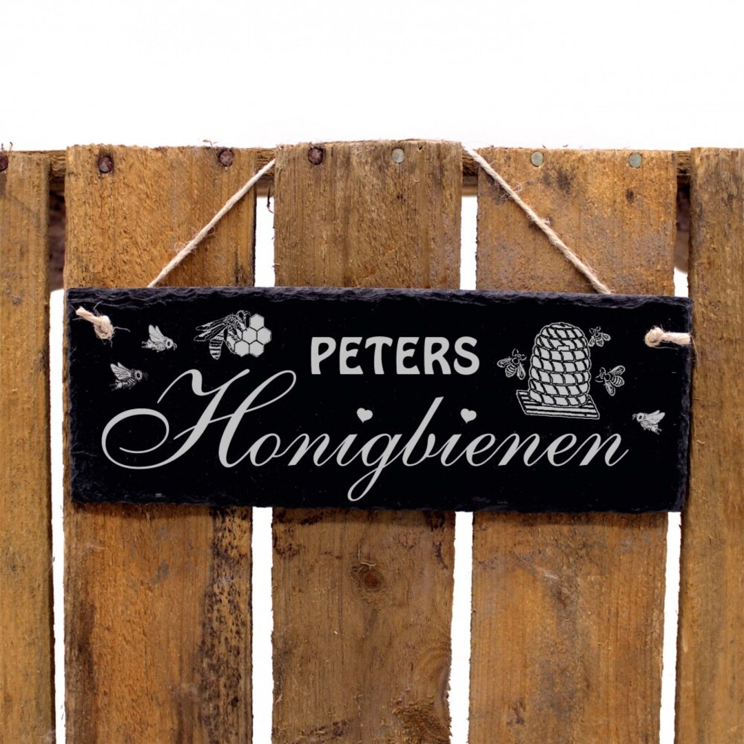 Honey Bees Personalized With Name - Beekeeper Sign Slate Engraving Bee ...
