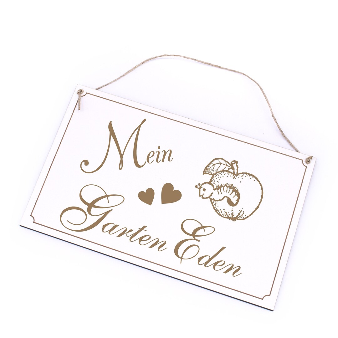 Schild Mein Garten Eden Apfel Herzen Shabby Türschild 26x16 cm zum ...