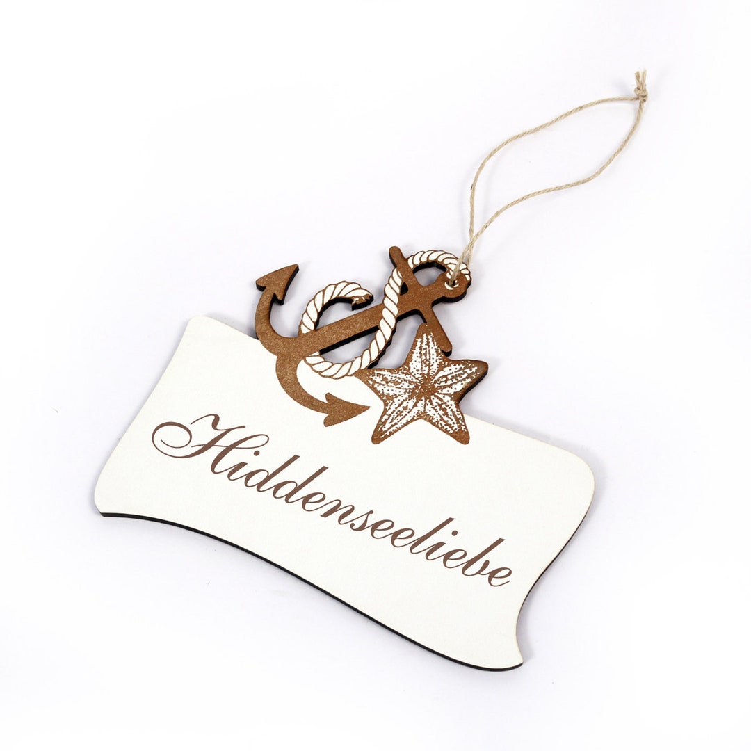 Maritime Sign HIDDENSEE LOVE Starfish Anchor Door Sign Maritime ...