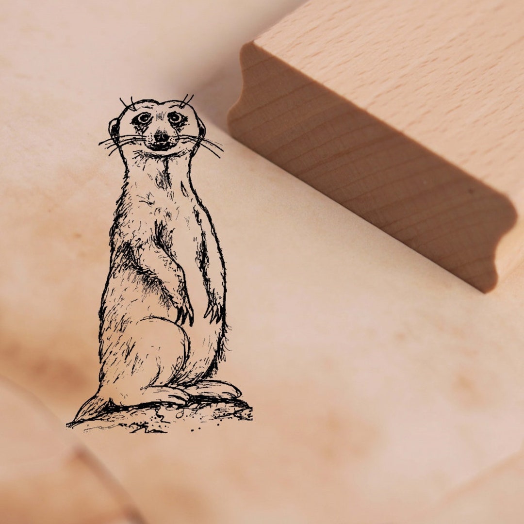 Motif Stamp Cute Meerkat Standing Stamp 37 X 68 Mm - Wooden Stamp ...