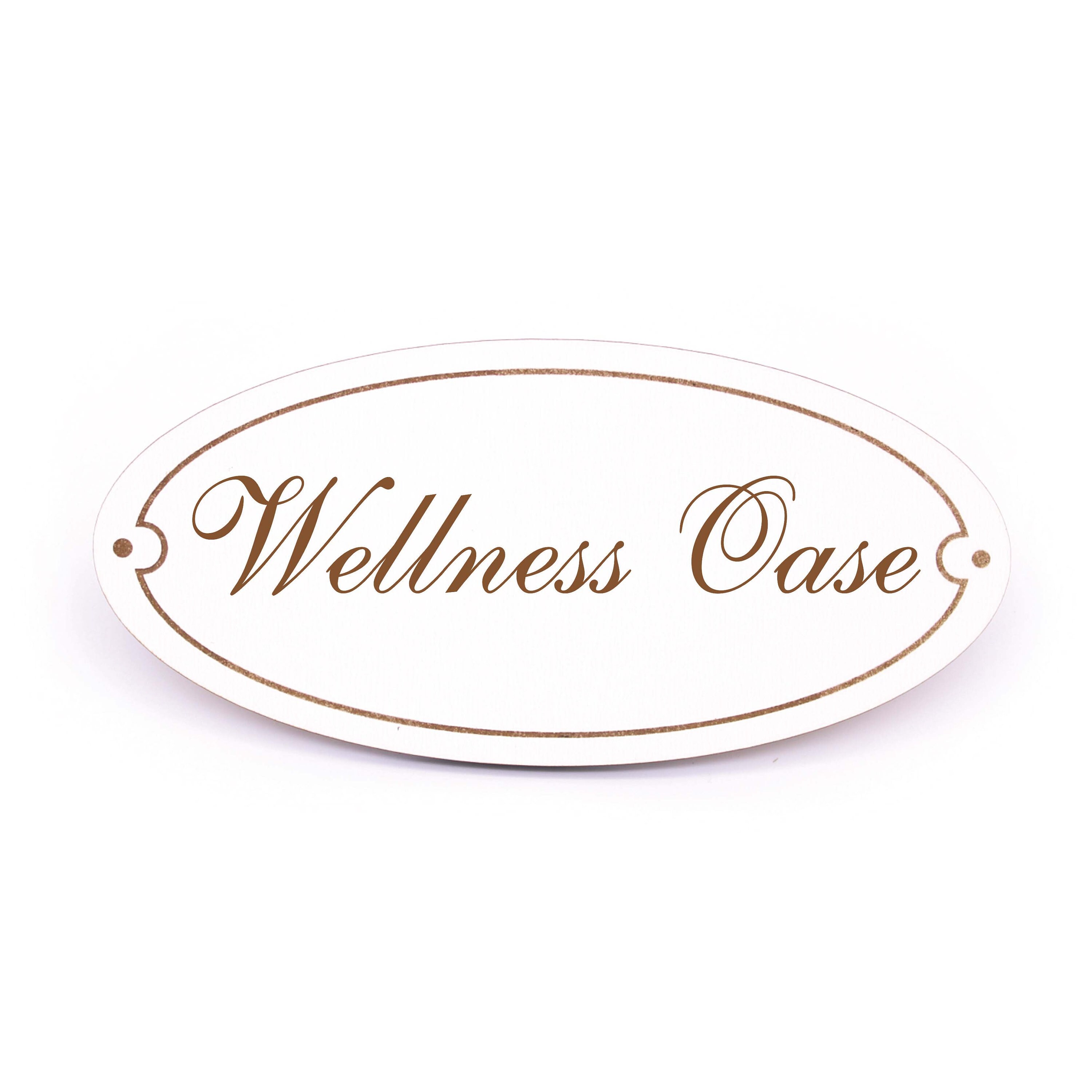 Ovales Schild Wellness Oase - selbstklebendes Türschild 15 x 7 cm ...