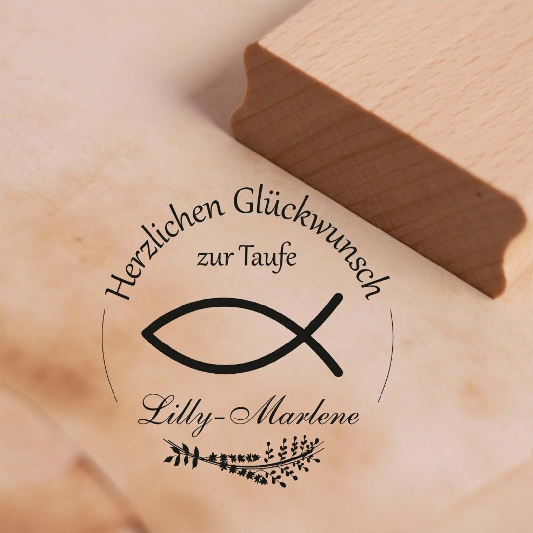 Stamp Congratulations on Baptism With Name Christian Fish Wreath Motif ...