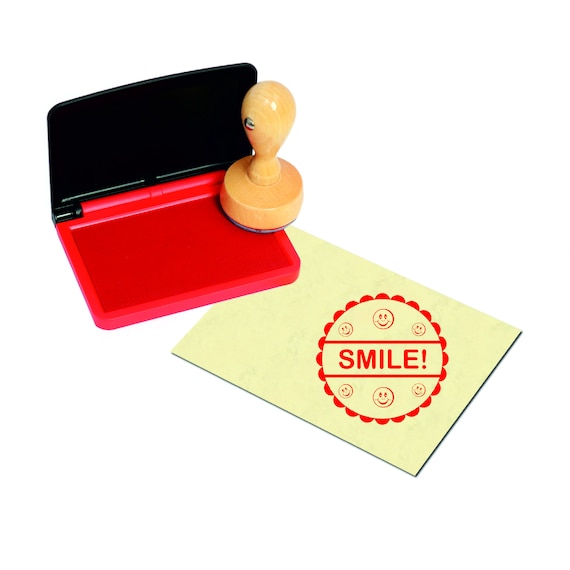 Stamp Smile Smilies incl. Stamp Pillow Red approx. 40 mm | Etsy