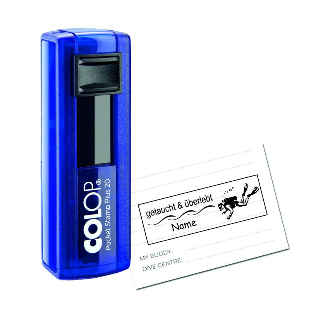 Diving Stamp Logbook Stamp Motif Diver With Diving Slogan + Name 37 X ...
