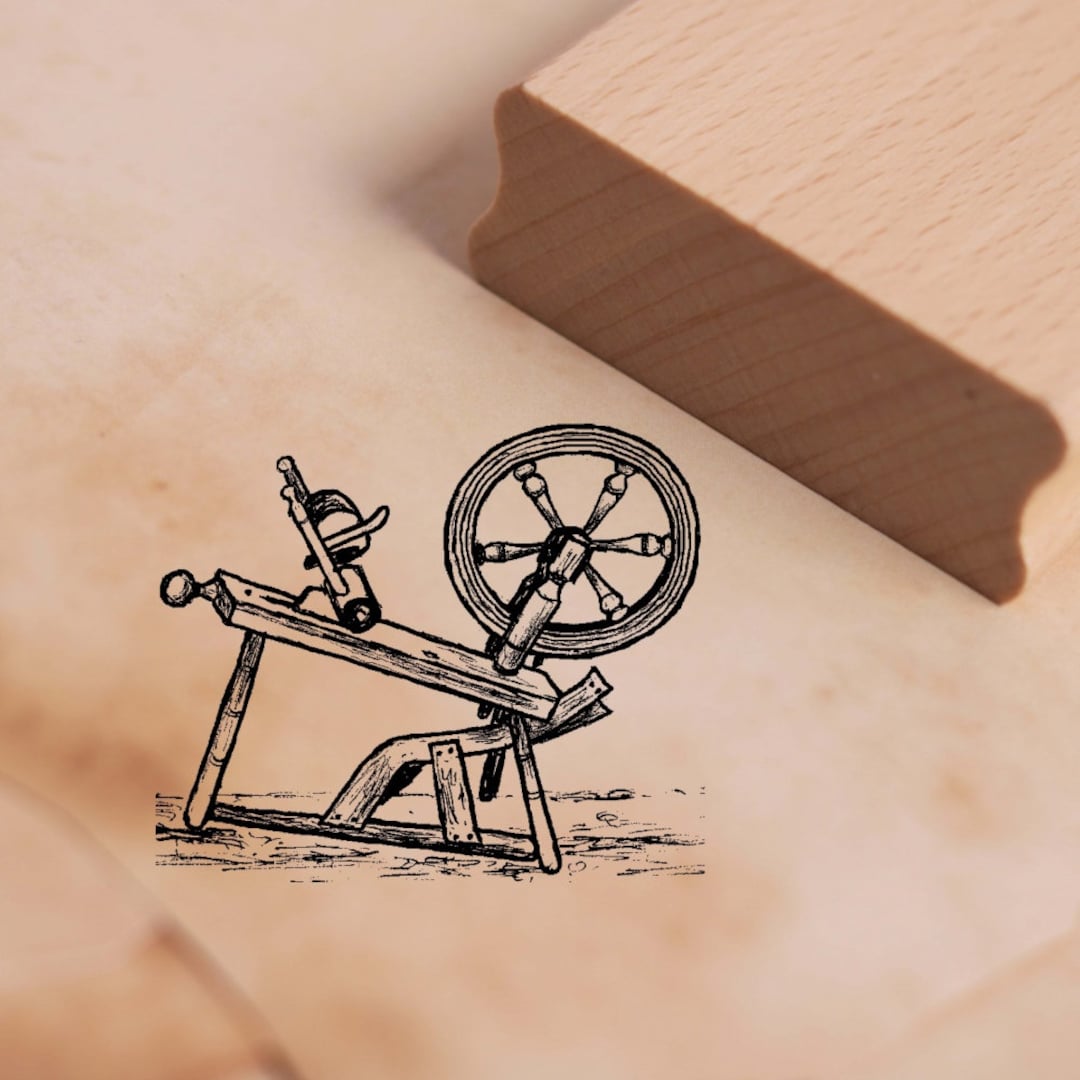 Motif Stamp Spinning Wheel Vintage Stamp 45 X 38 Mm - Wooden Stamp ...