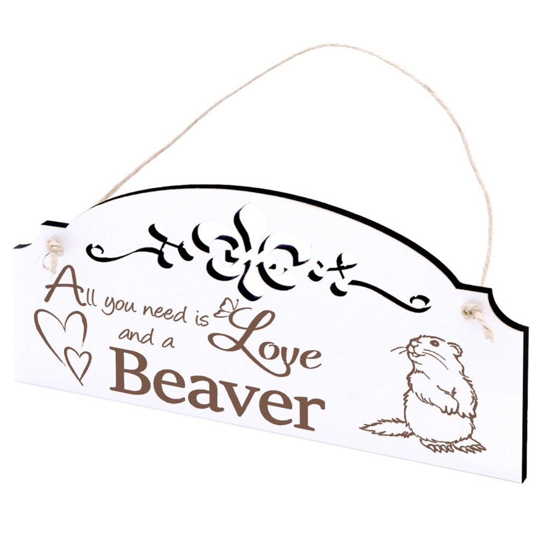 Shield Cute Beaver Sitting Decoration 20 X 10 Cm All You Need is Love ...