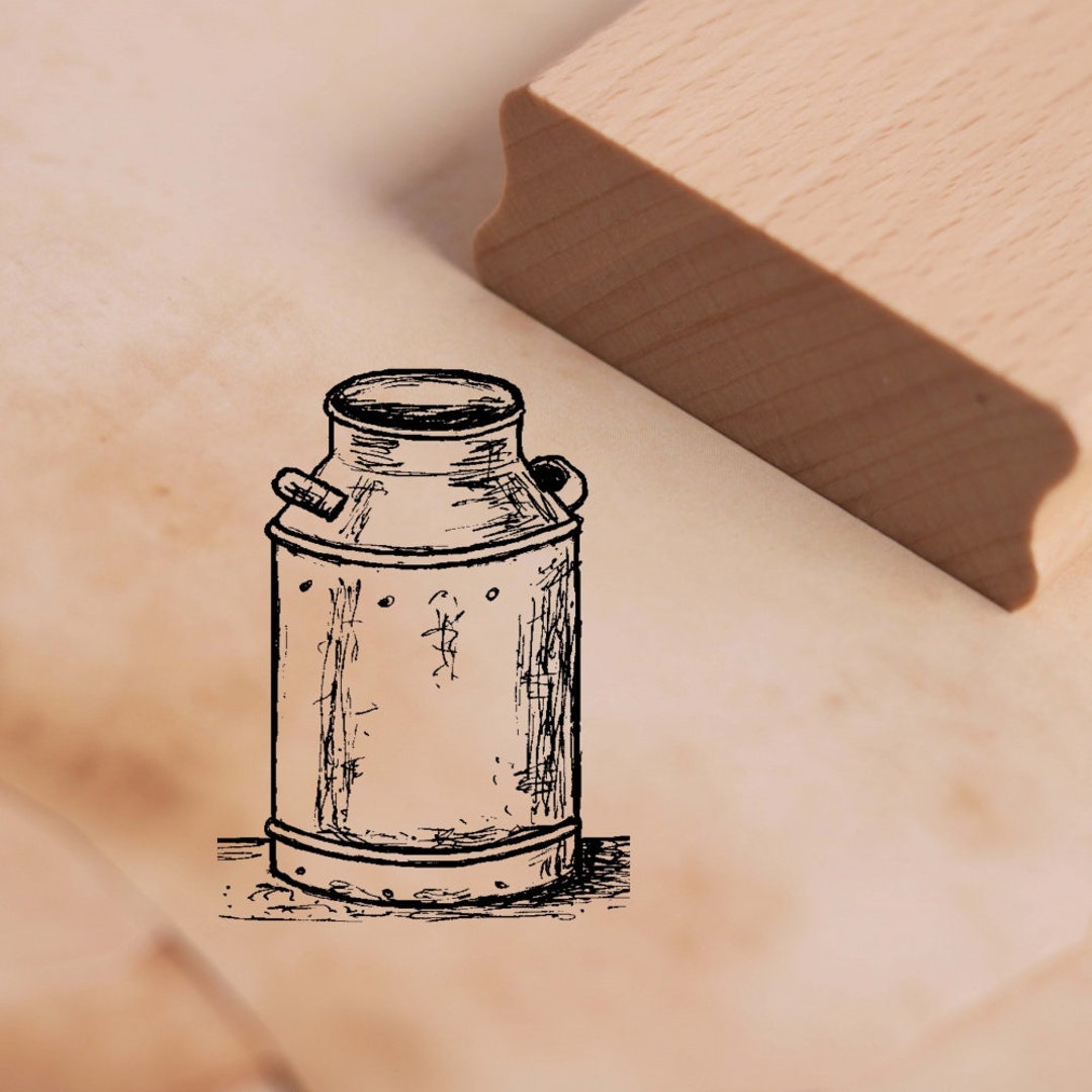 Motif Stamp Old Milk Jug Stamp Jug 28 X 38 Mm Wooden Stamp Scrapbooking ...