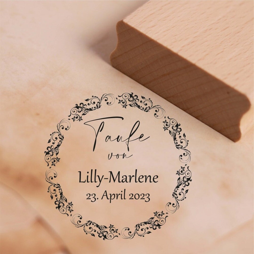 Stamp Baptism From With Name and Date Motif Vintage Ornament Wreath ...