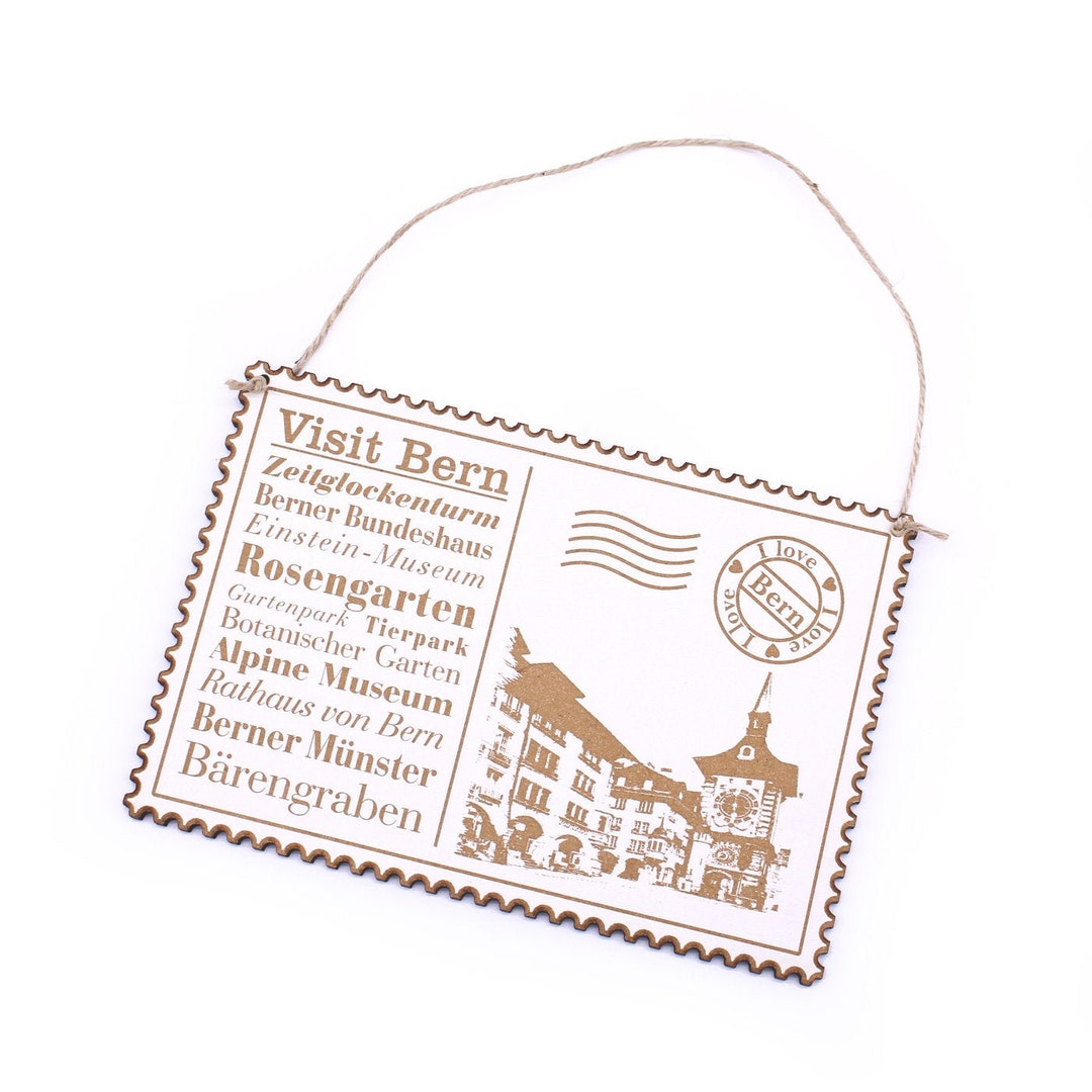 Sign Postage Stamp I Love Bern Visit Bern With Saying Decoration ...